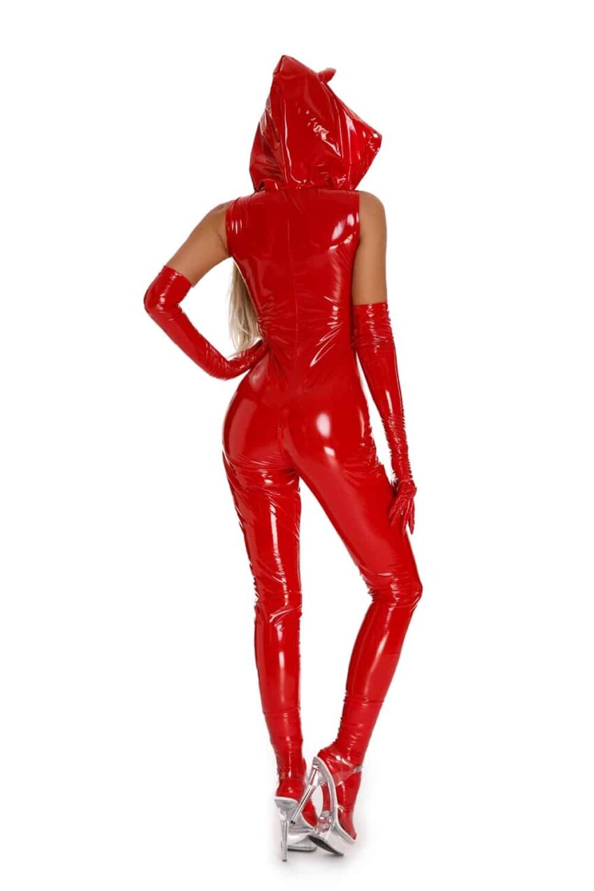 Combinaison moulante rouge en latex extensible