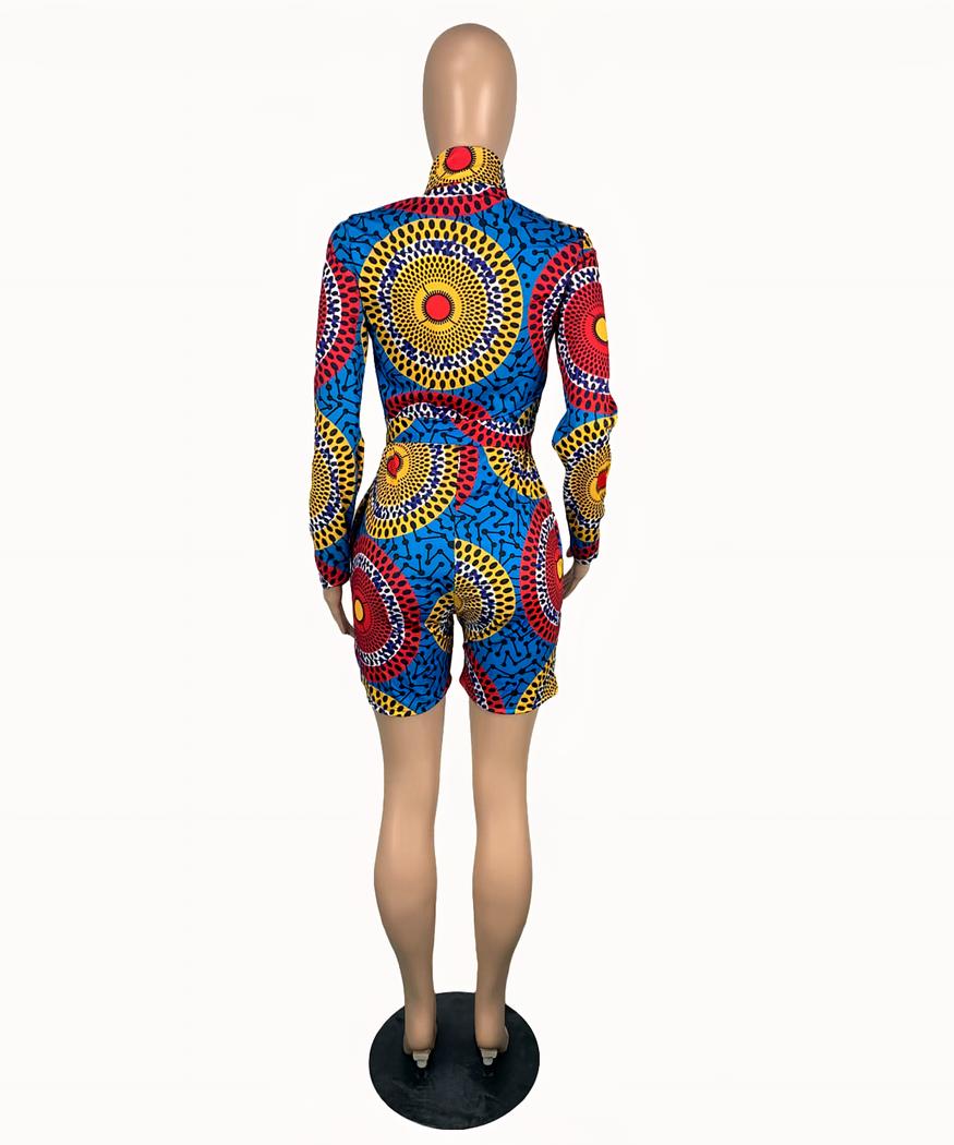 Combinaison short avec imprimé multicolore ethnique • Ma Combi